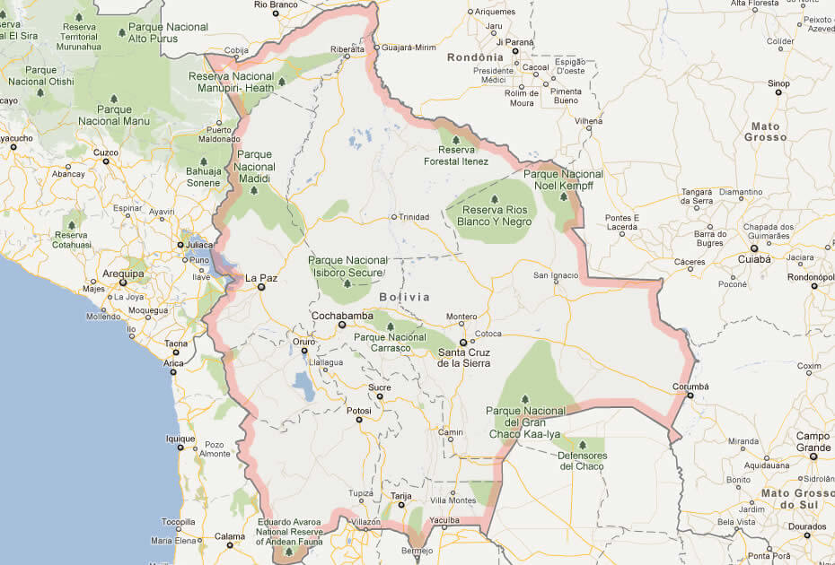 Bolivya Haritası ve Bolivya Uydu Görüntüleri
