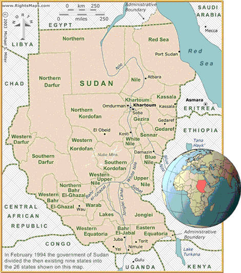 Güney Sudan Haritası ve Güney Sudan Uydu Görüntüleri