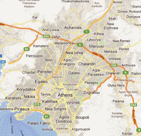 Atina Haritası ve Atina Uydu Görüntüleri